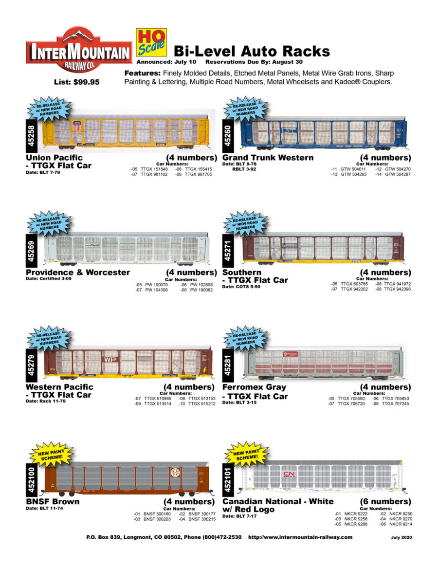 July 2020 Product Announcements – InterMountain Modeler's Club Central ...